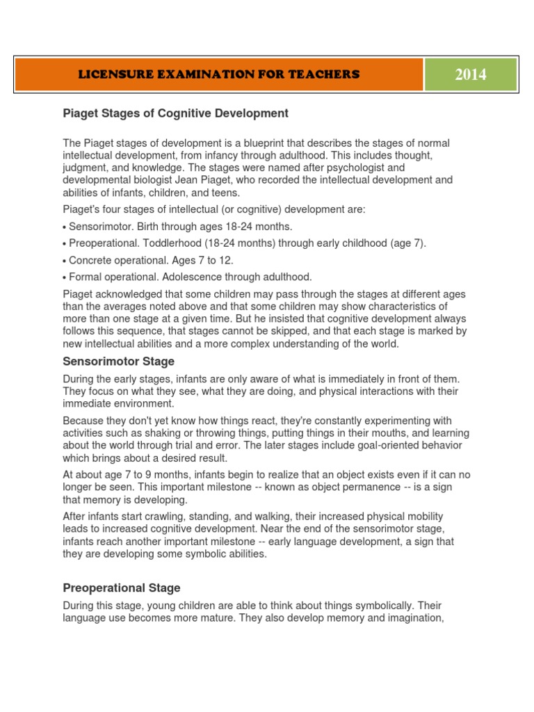 Piaget Stages of Cognitive Development | PDF | Cognitive Development ...
