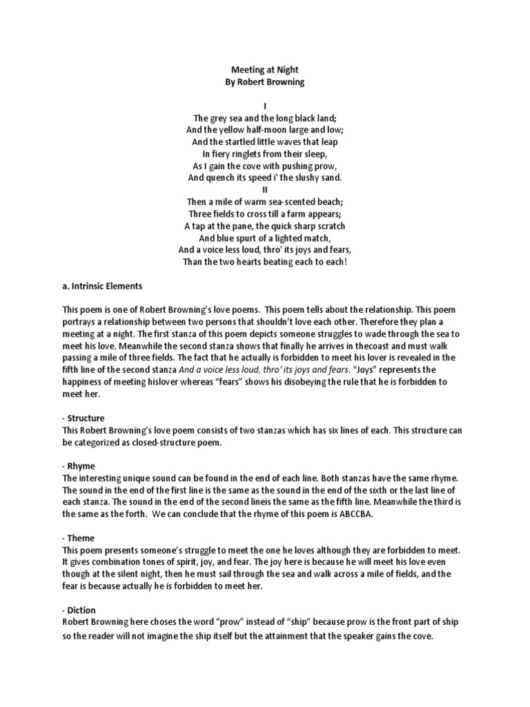Meeting at Night Poem | PDF | Poetry