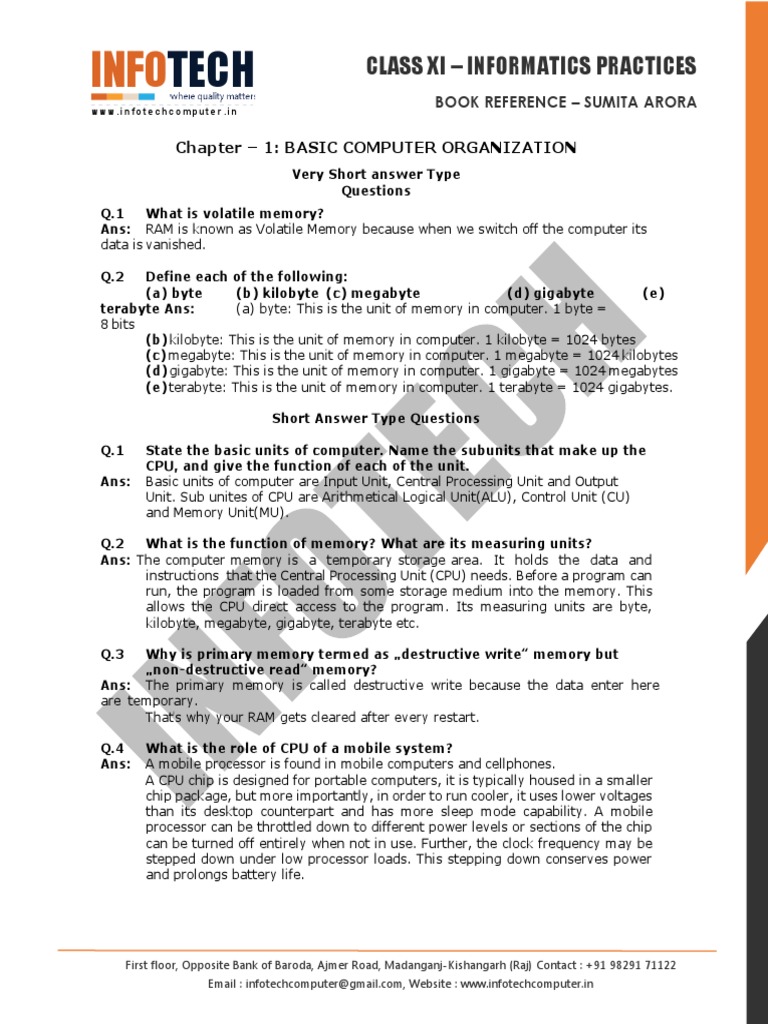 XIth IP Python | PDF | Read Only Memory | Central Processing Unit