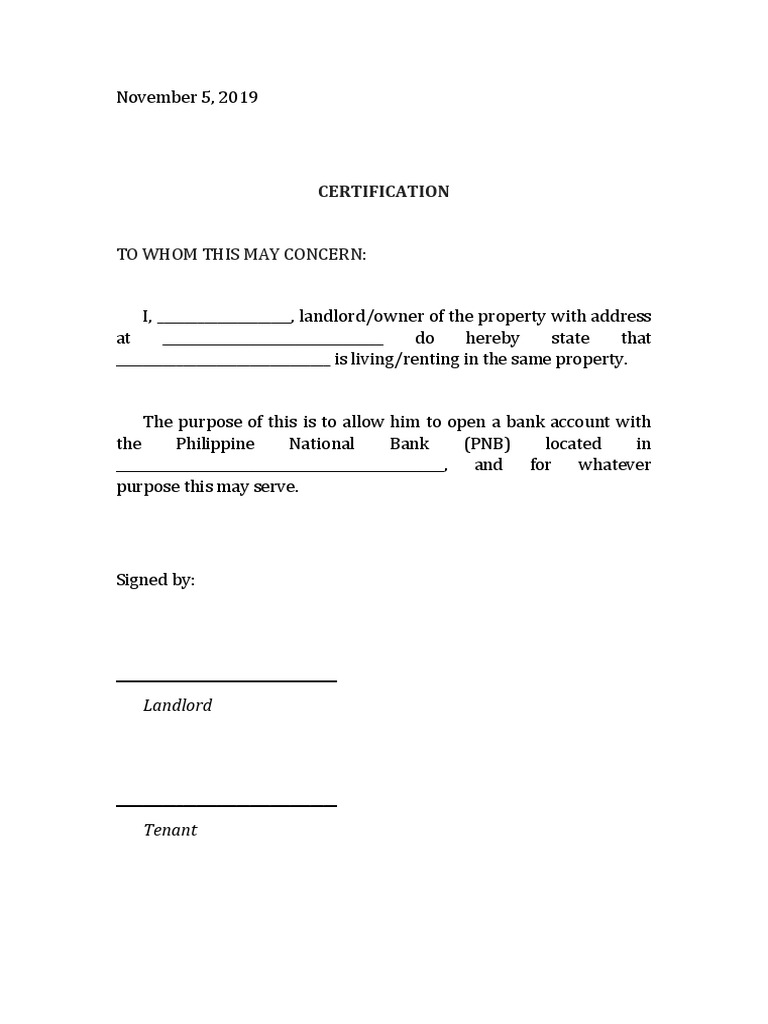 Certification of Residency | PDF