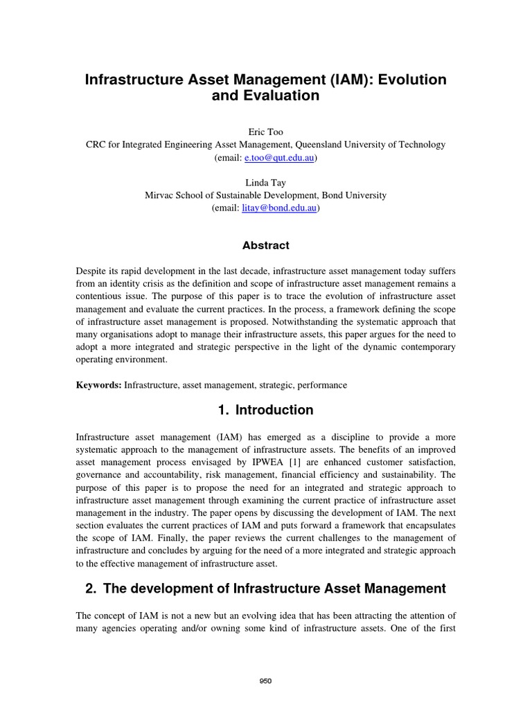 Infrastructure Asset Management (IAM) : Evolution and Evaluation | PDF ...