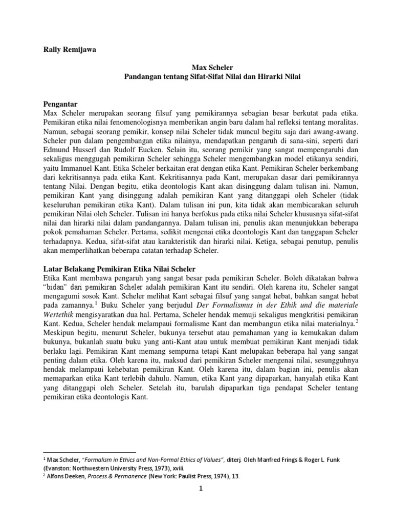 Etika Nilai dan Hirarki Max Scheler | PDF | Filsafat