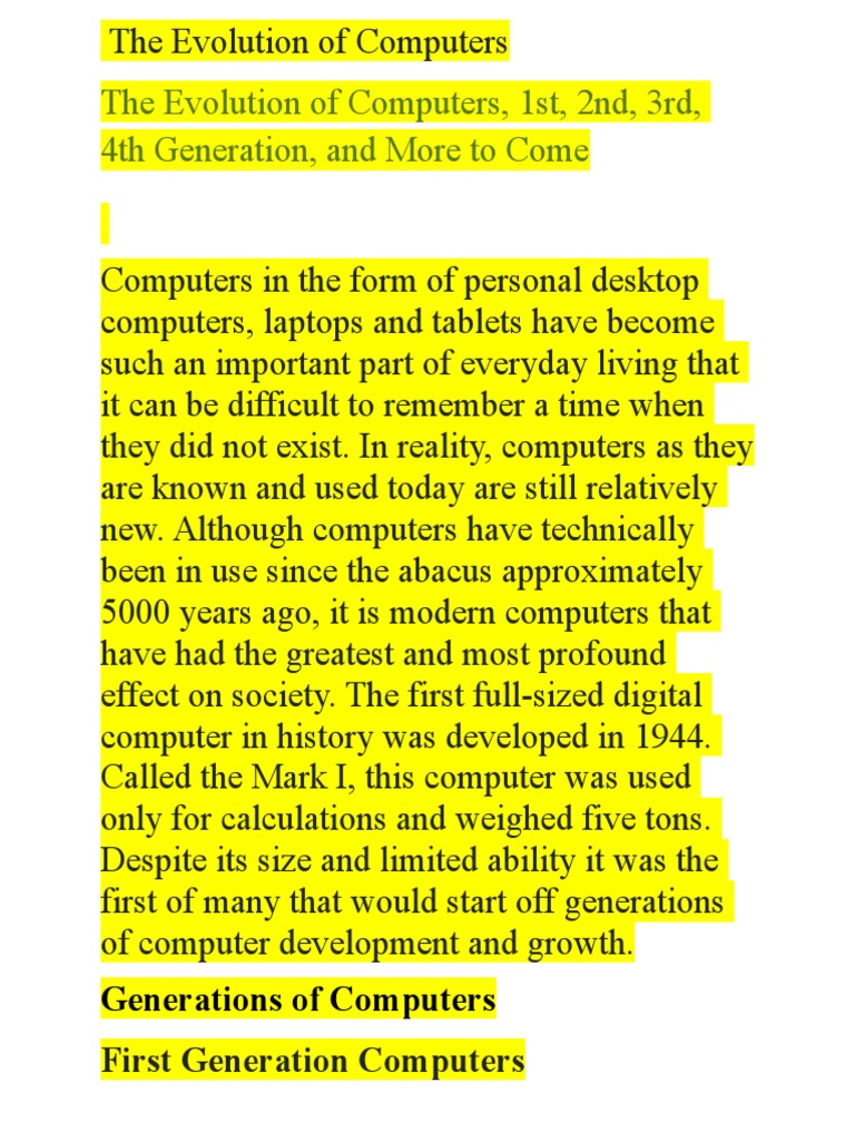 The Evolution of Computers, 1st, 2nd, 3rd, 4th Generation, and More To ...