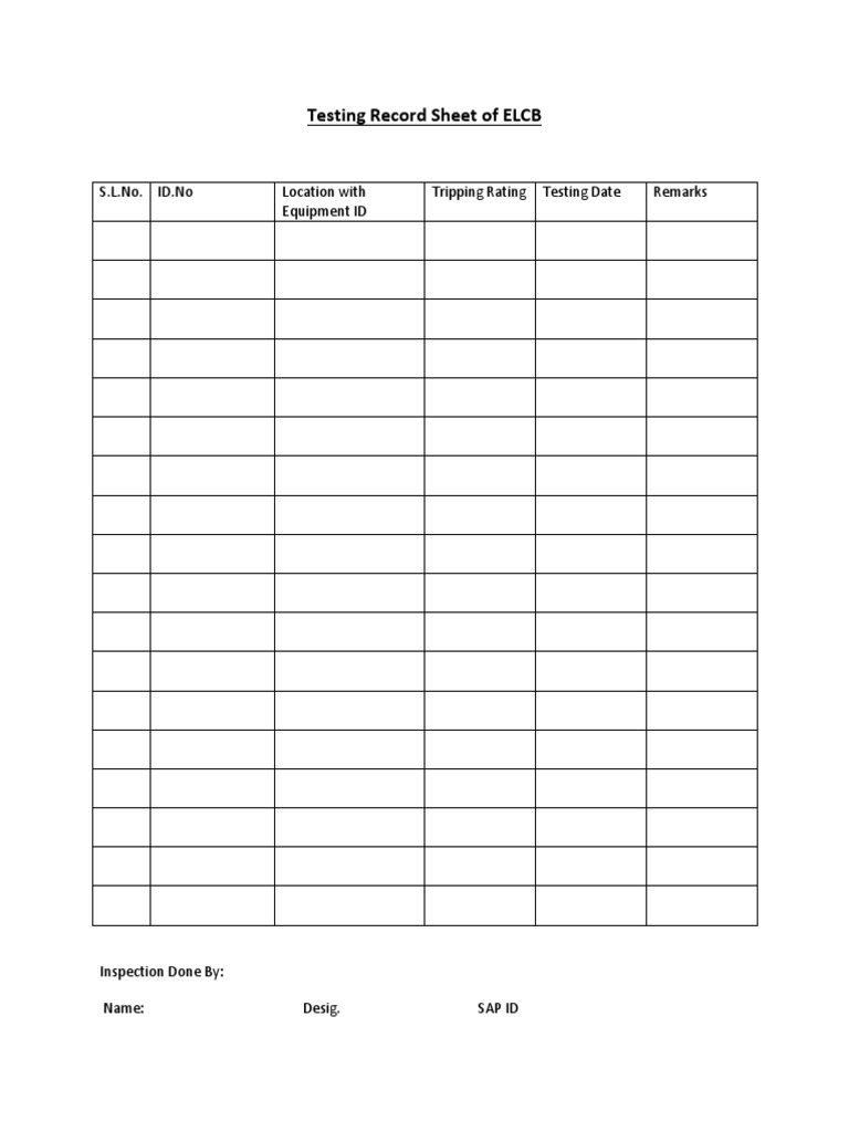 Testing Record Sheet of ELCB | PDF | Computers