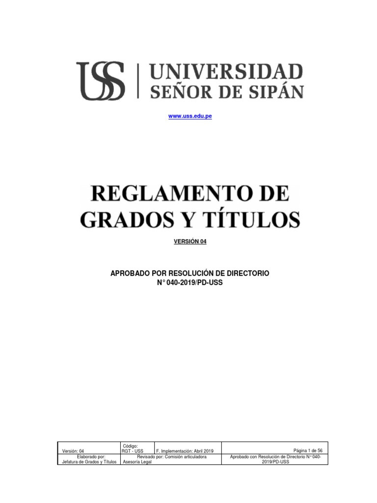 Reglamento Grados y Titulos V4 PDF | PDF | Titulo academico | Doctorado