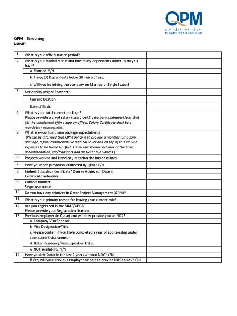 QPM Screen Format | PDF | Business