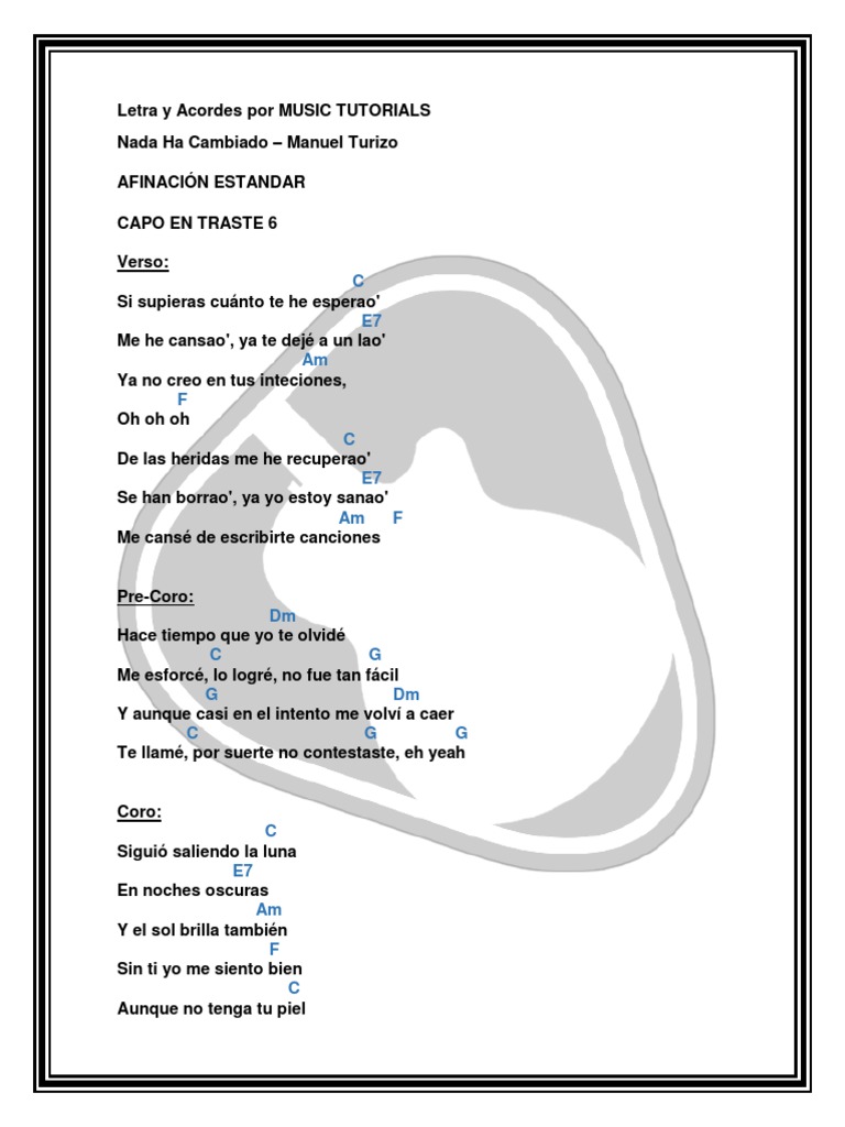 Nada Ha Cambiado MTZ Manuel Turizo Letra y Acordes by MUSICTUTORIALS ...