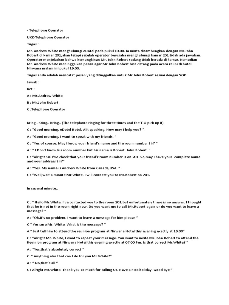 Telephone Operator | PDF