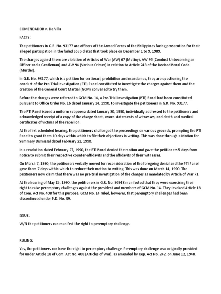 Peremptory Challenge in Military Trials | PDF | Court Martial | Virtue