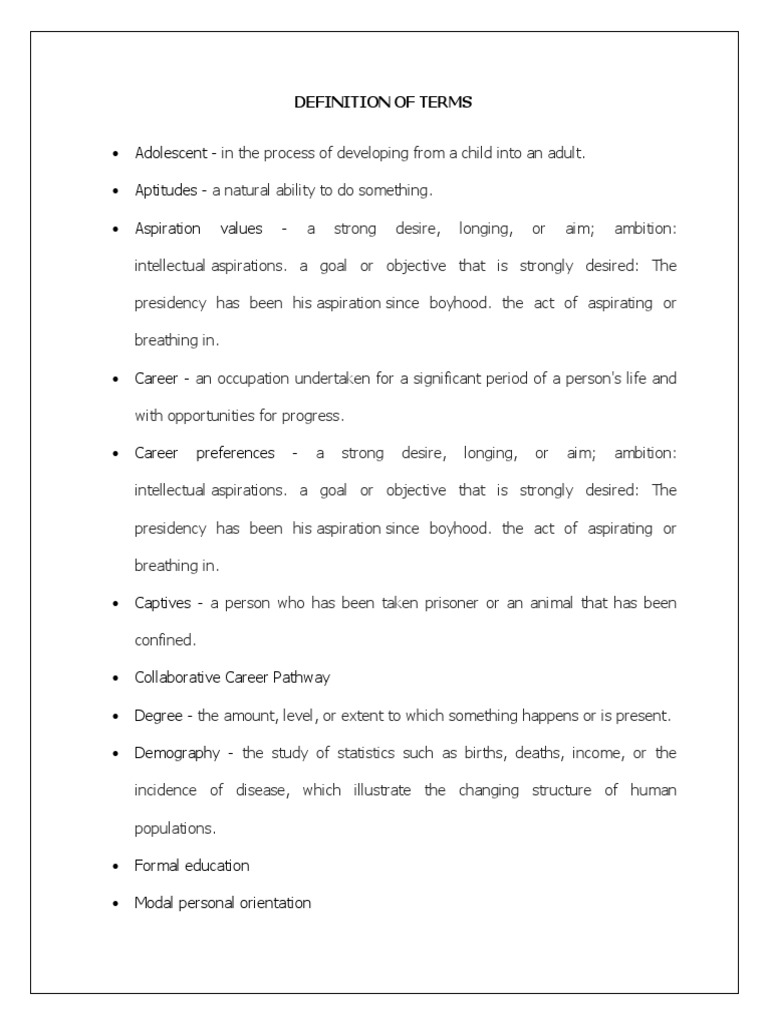 Definition of Terms | PDF