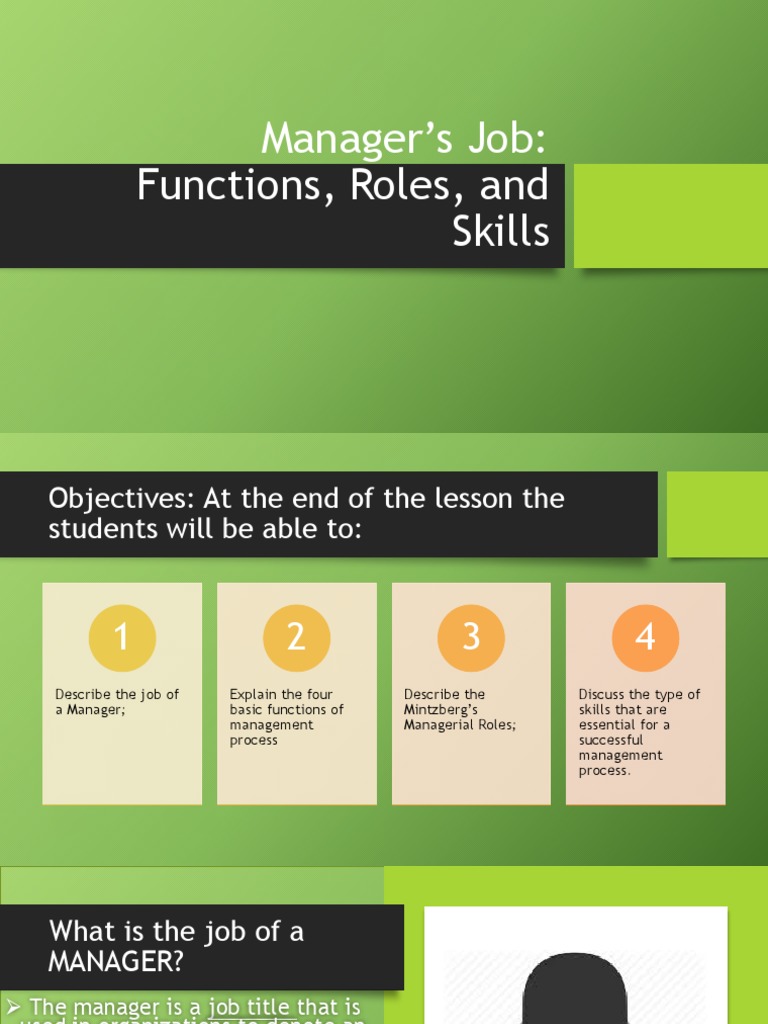 OM PPT Manager's Job Functions Roles and Skills | PDF | Planning ...