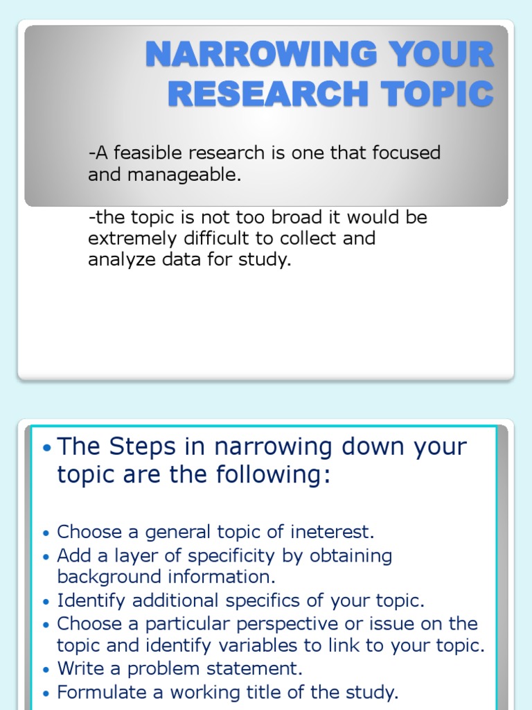 Narrowing Your Research Topic | PDF | Career & Growth