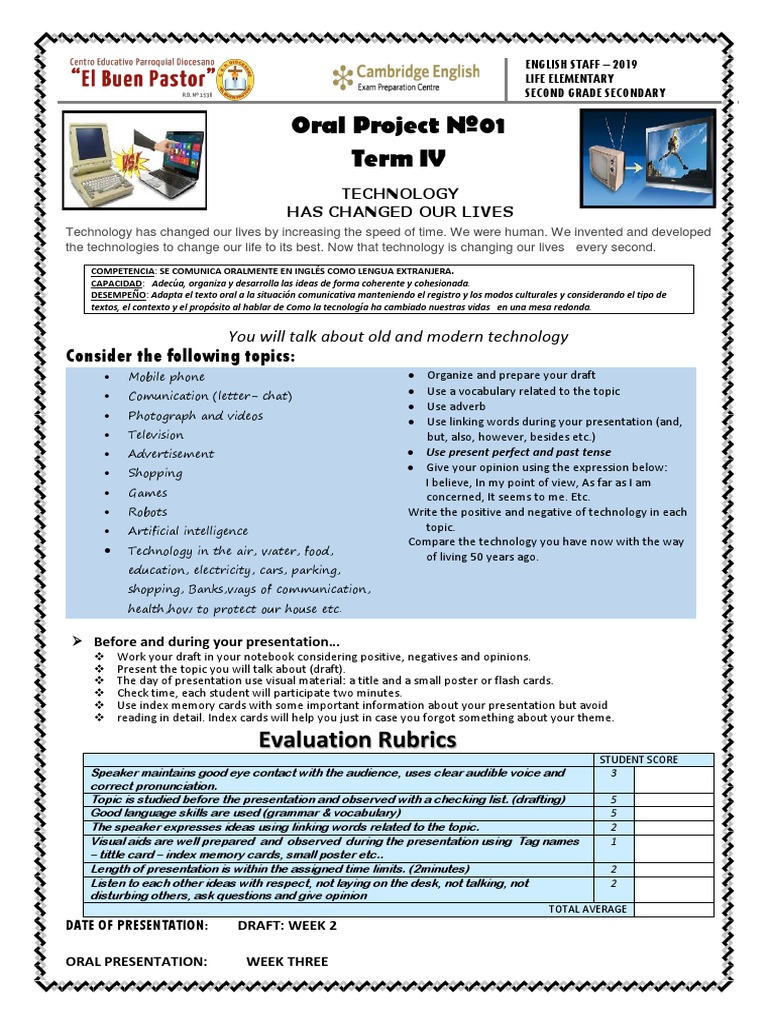 Oral Project Nº01 Term IV: Consider The Following Topics | PDF | Communication | Cognition