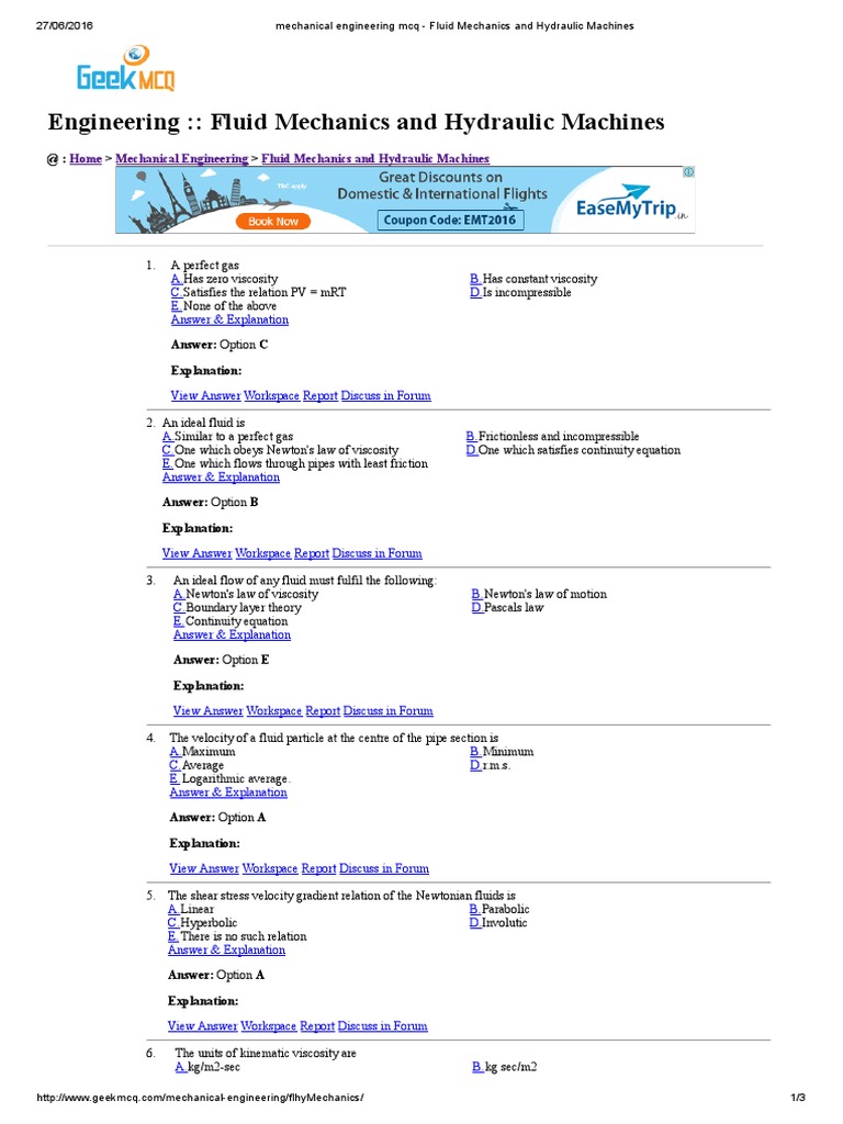 Fluid Machines and HYdraulic Machines | PDF | Fluid Mechanics | Viscosity