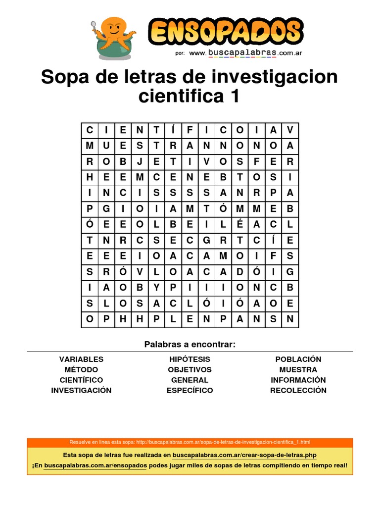 Sopa de Letras: Investigación Científica | PDF