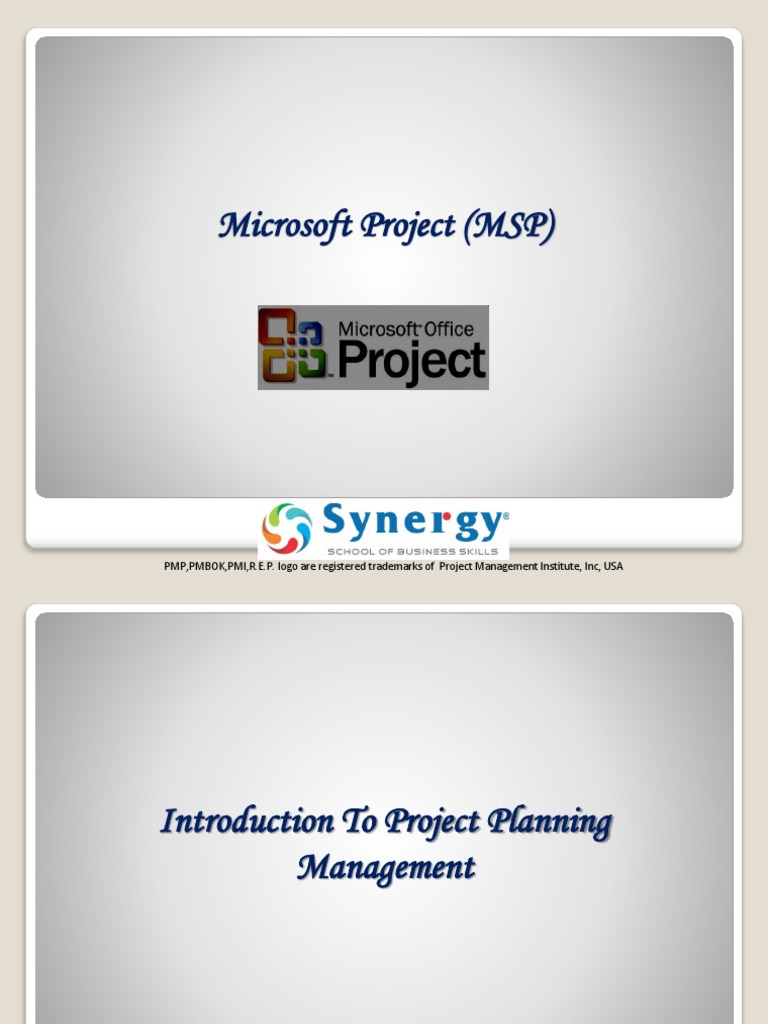 Microsoft Project (MSP) : PMP, PMBOK, PMI, R.E.P. Logo Are Registered ...