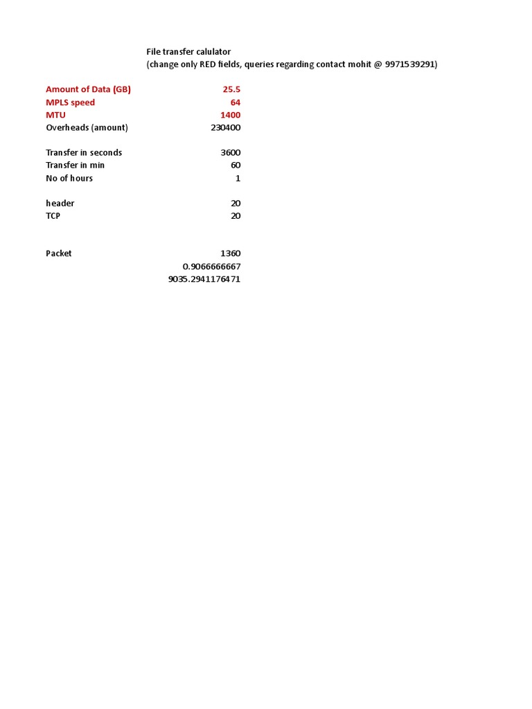 File Transfer Calculator | PDF