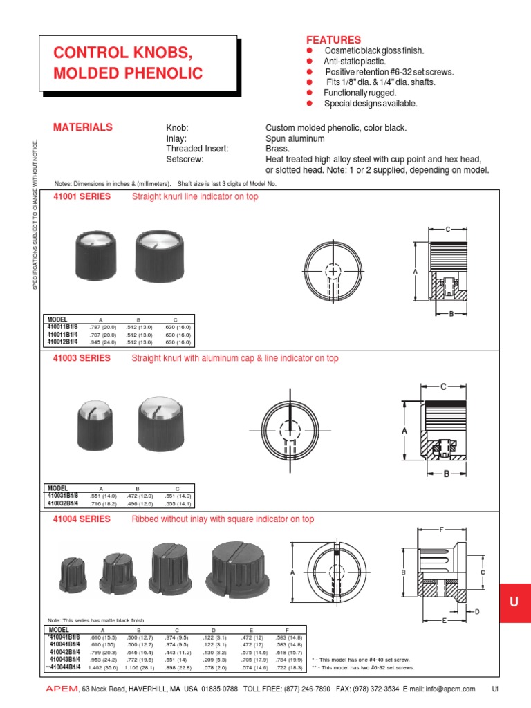 Control Knobs, Molded Phenolic | PDF | Mechanical Engineering ...