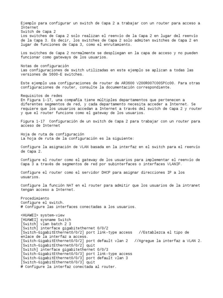 Configuración de un switch de Capa 2 y un router para proporcionar ...
