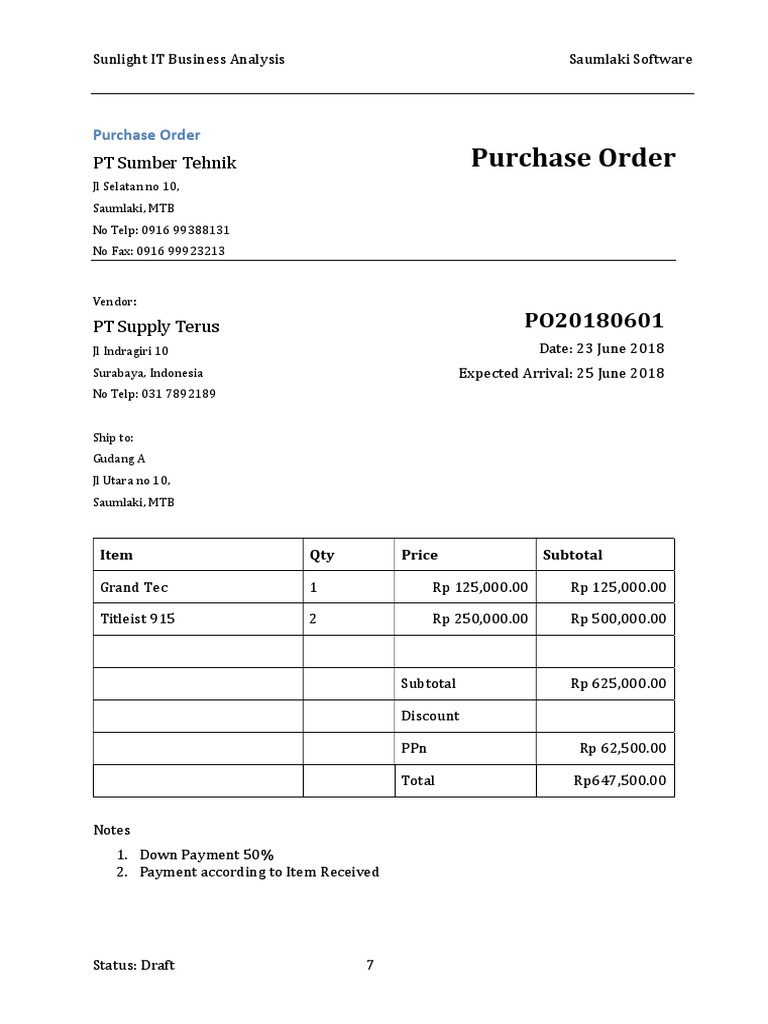 Purchase Order Example | PDF