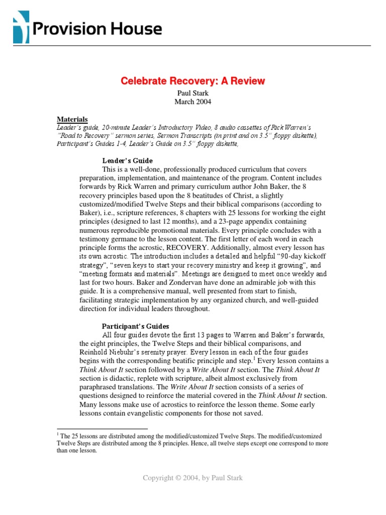 Celebrate Recovery Review | PDF | Twelve Step Program | Forgiveness