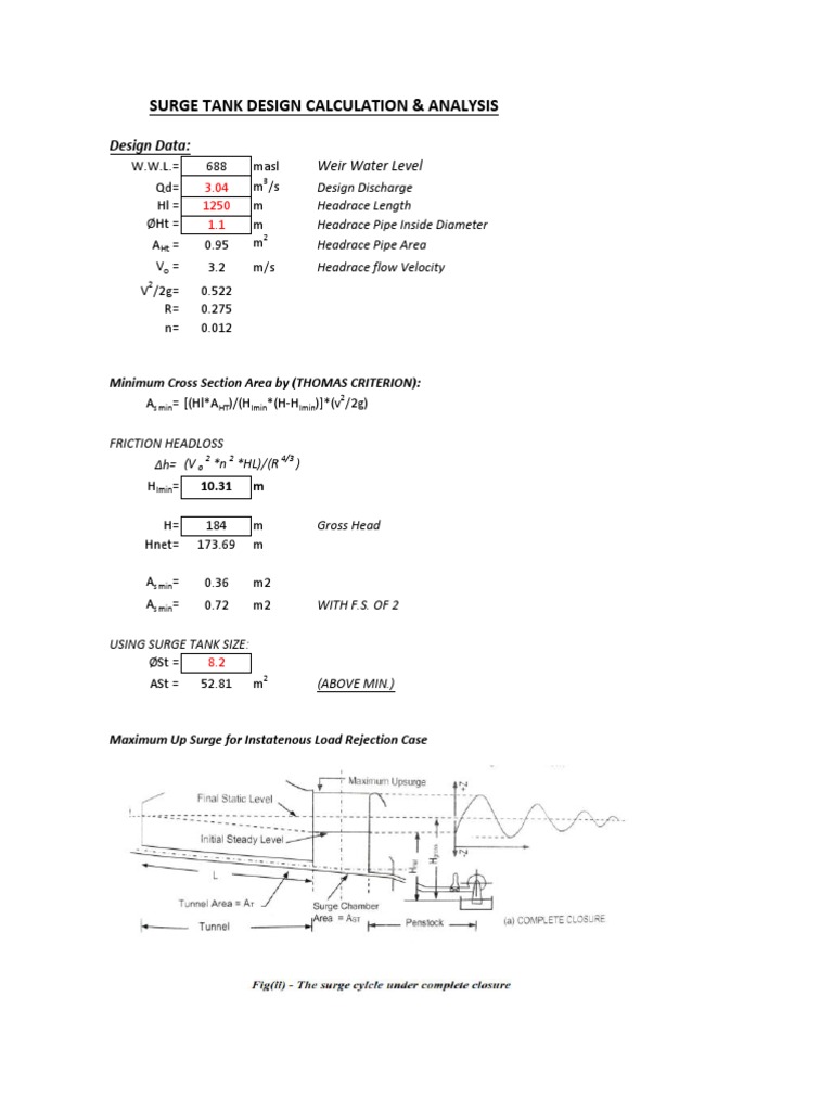 Surge Tank Design Calculation & Analysis | PDF | Liquids | Classical ...