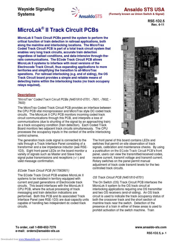 Microlok Ii Track Circuit PCBS: Wayside Signaling Systems | PDF ...
