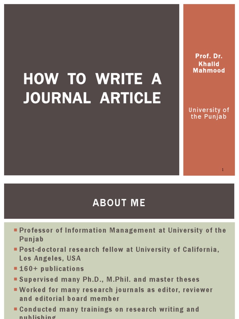 How To Write A Journal Article | PDF | Academic Journal | Cognitive Science
