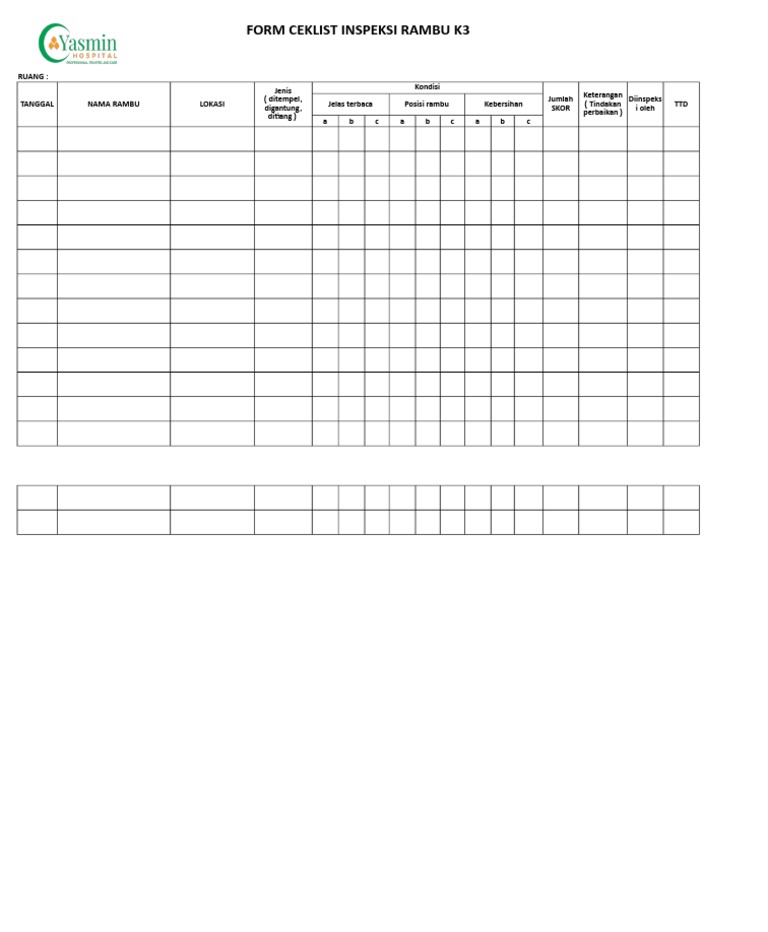 Form Cek List Rambu K3 | PDF