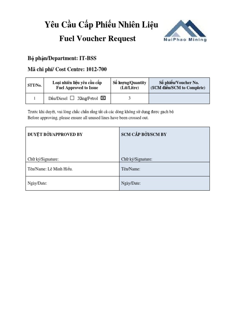 Fuel Voucher Request | PDF