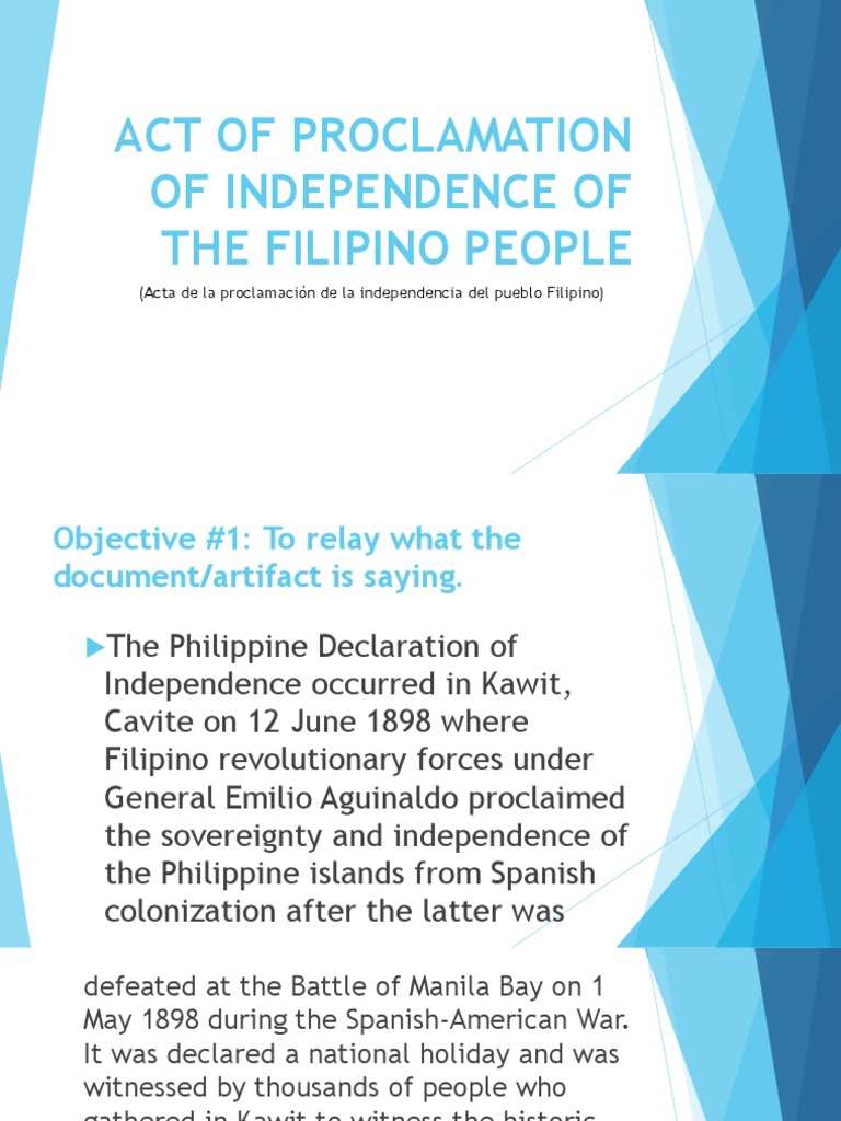 Act Of Proclamation Of Independence Of The Filipino People ...