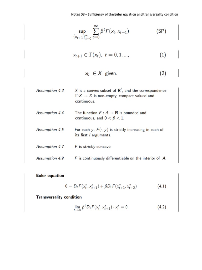 Notes 03 - Sufficiency of The Euler Equation and Transversality ...