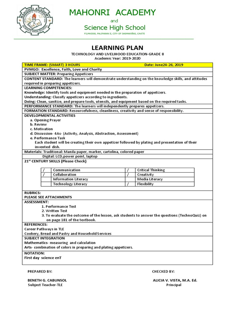 Learning Plan Template | PDF | Literacy | Information Literacy