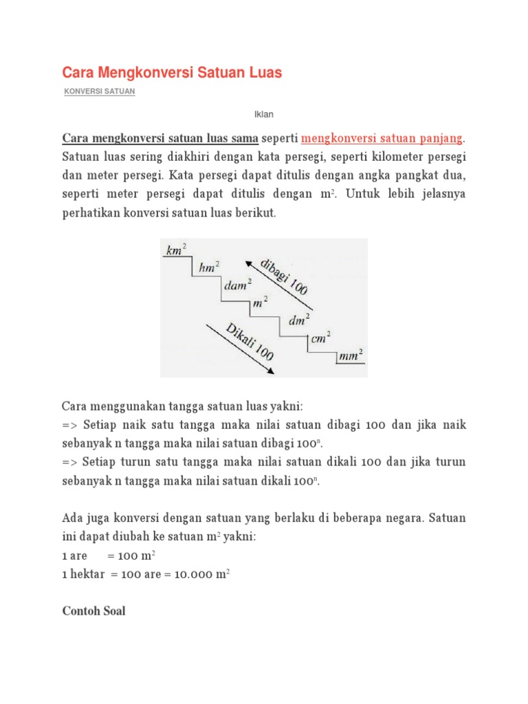Cara Mengkonversi Satuan Luas | PDF