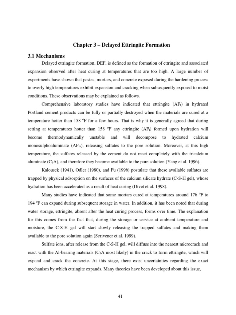 Delayed Ettringite Formation Mechanisms | PDF | Concrete | Cement