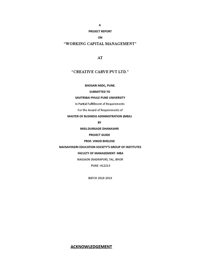 Working Capital Pdf Working Capital Inventory