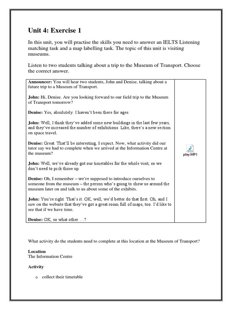 Unit 4 Listening Pdf Museum International English Language