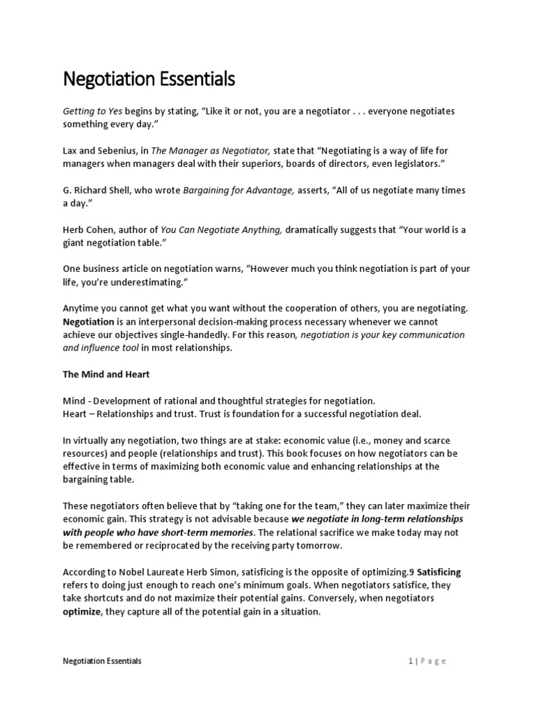 Negotiation Essentials | PDF | Negotiation | Bargaining