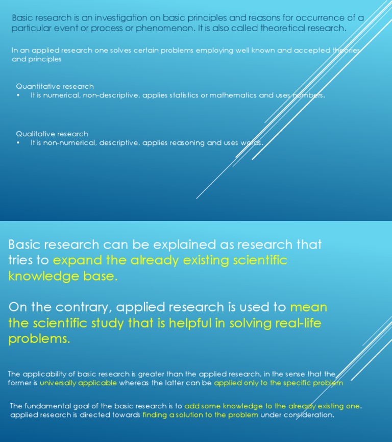 Basic vs. Applied Research Explained | PDF | Science & Mathematics