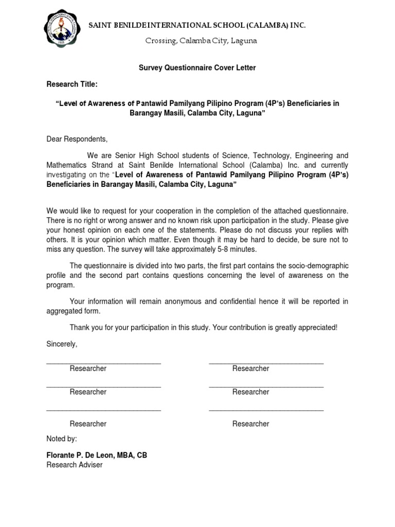 4ps Questionnaire | Questionnaire