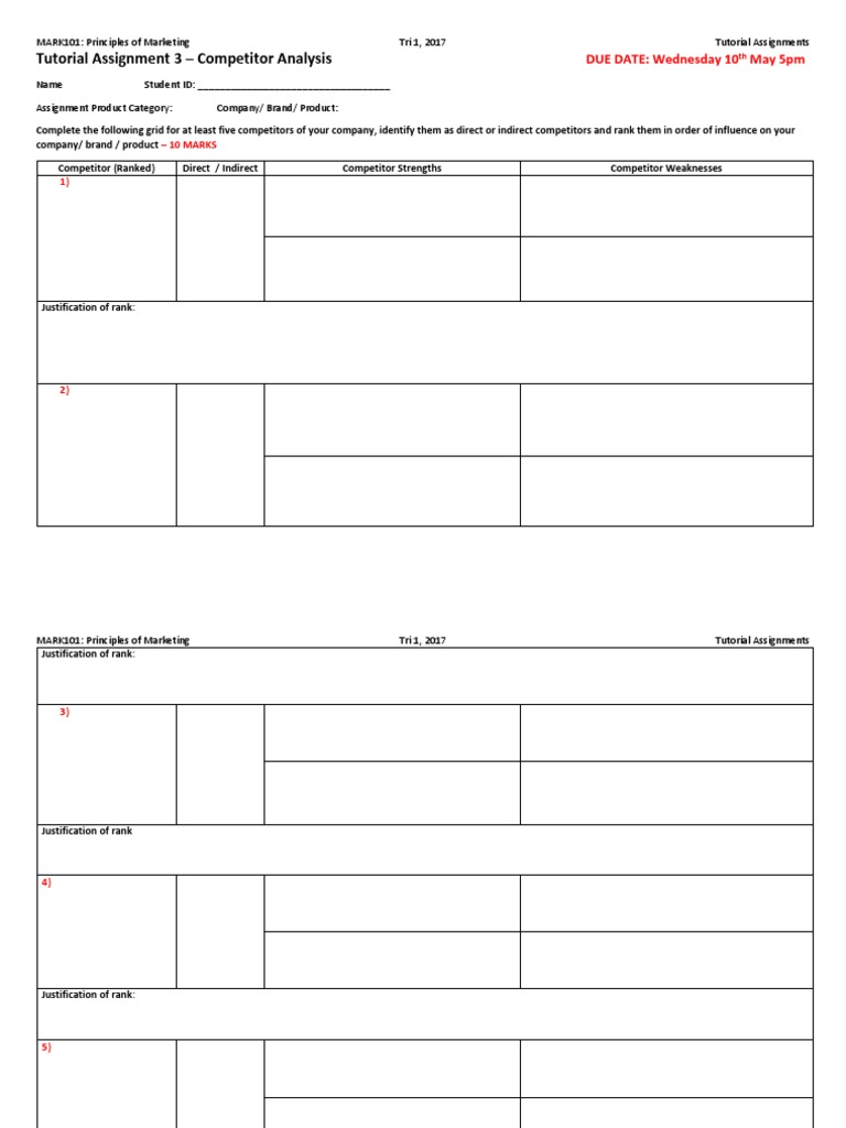 MARK101 Competitor Analysis Assignment | PDF