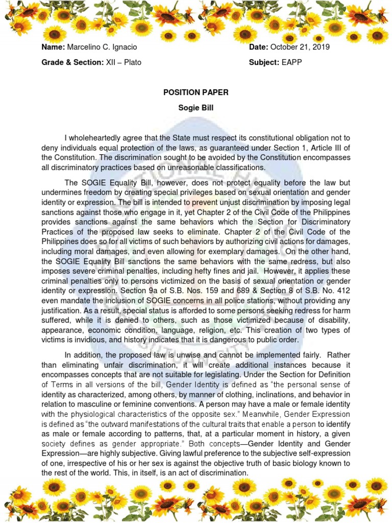Position Paper | PDF | Gender | Gender Studies