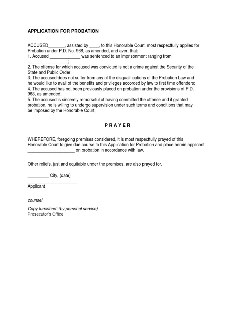 Application For Probation | PDF