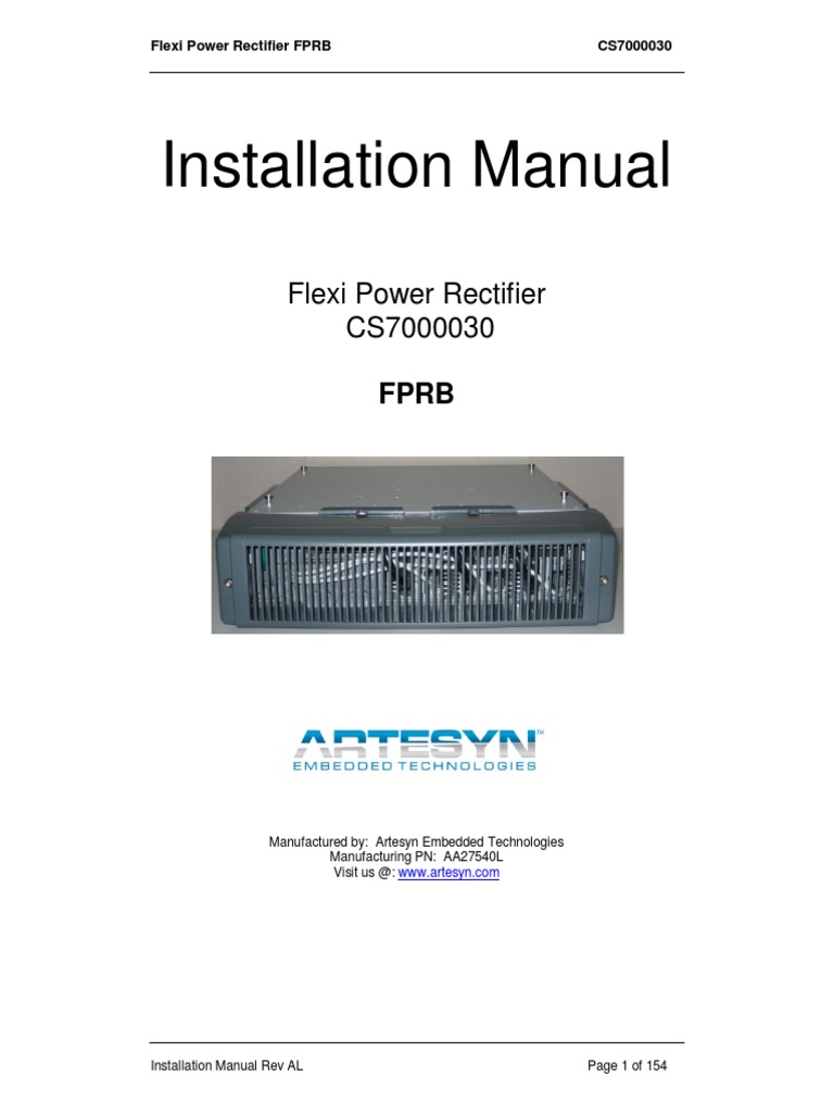 FPRB Installation Manual Rev AL | PDF | Rectifier | Direct Current