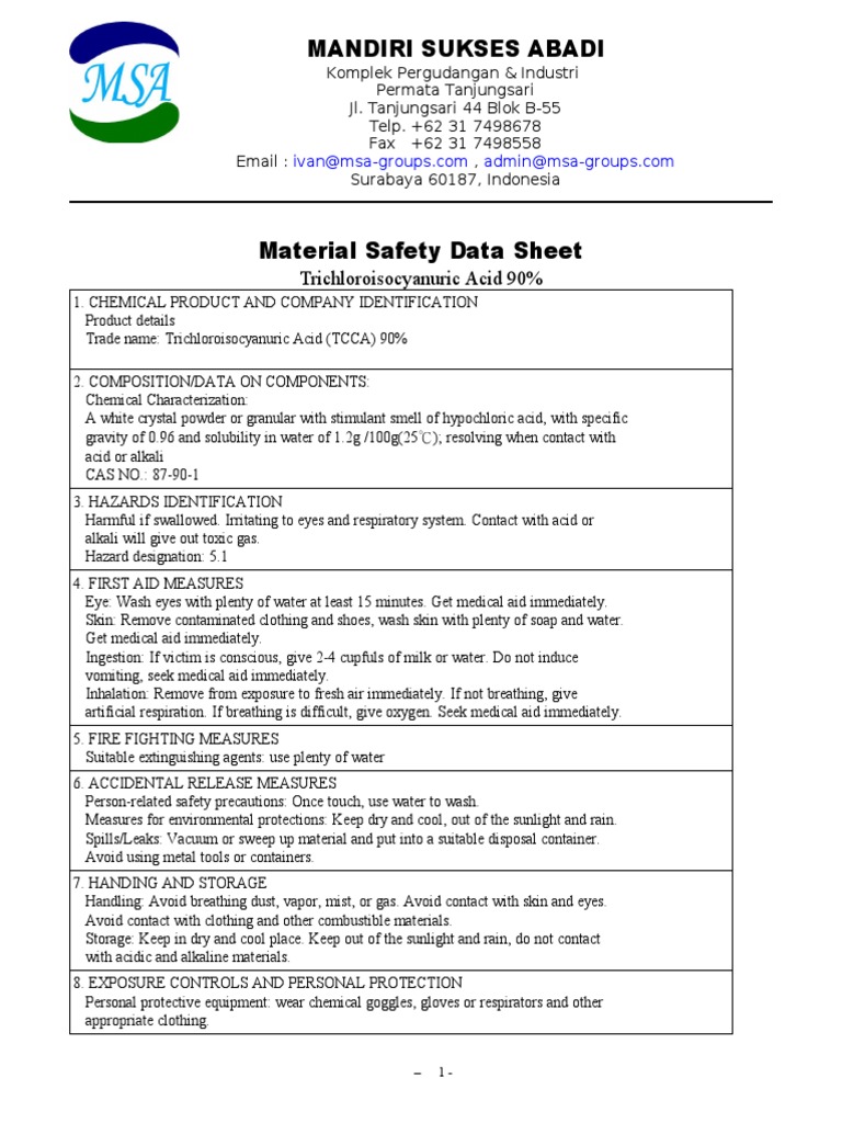 Msds | PDF | Damages | Water
