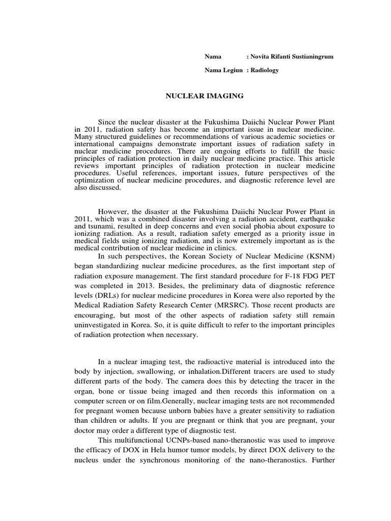 Nuclear Imaging: Nama: Novita Rifanti Sustianingrum Nama Legiun ...