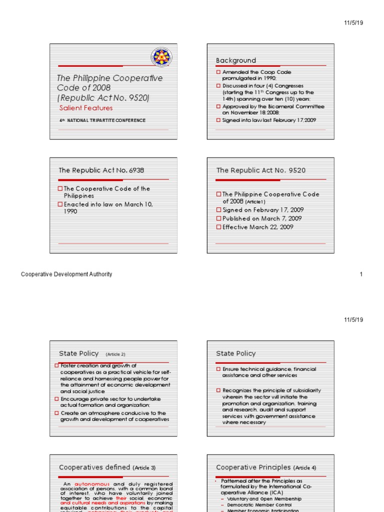 The Philippine Cooperative Code of 2008 Republic Act No 9520 | PDF ...