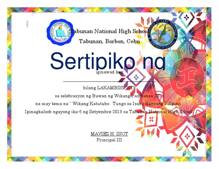 FILIPINO Certificate | PDF