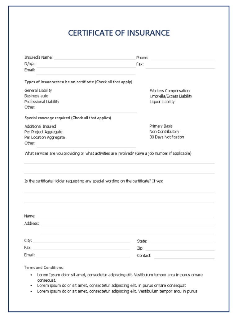 Free Car Insurance Certificate Template | PDF