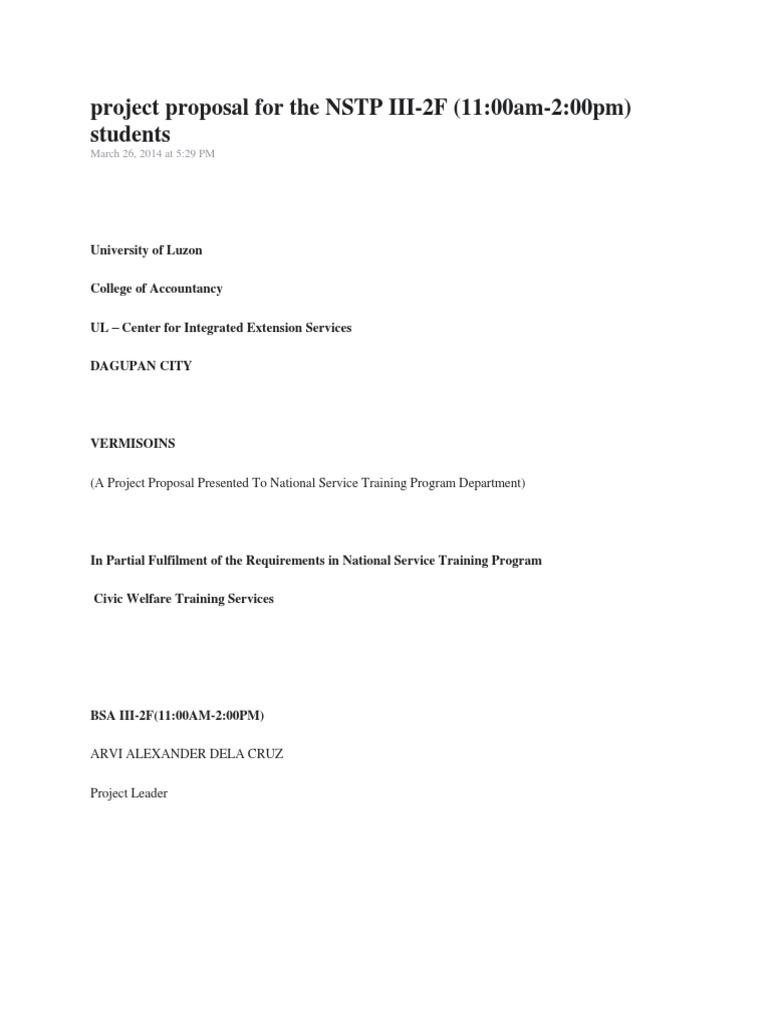 NSTP Project Proposal | Download Free PDF | Compost | Nature